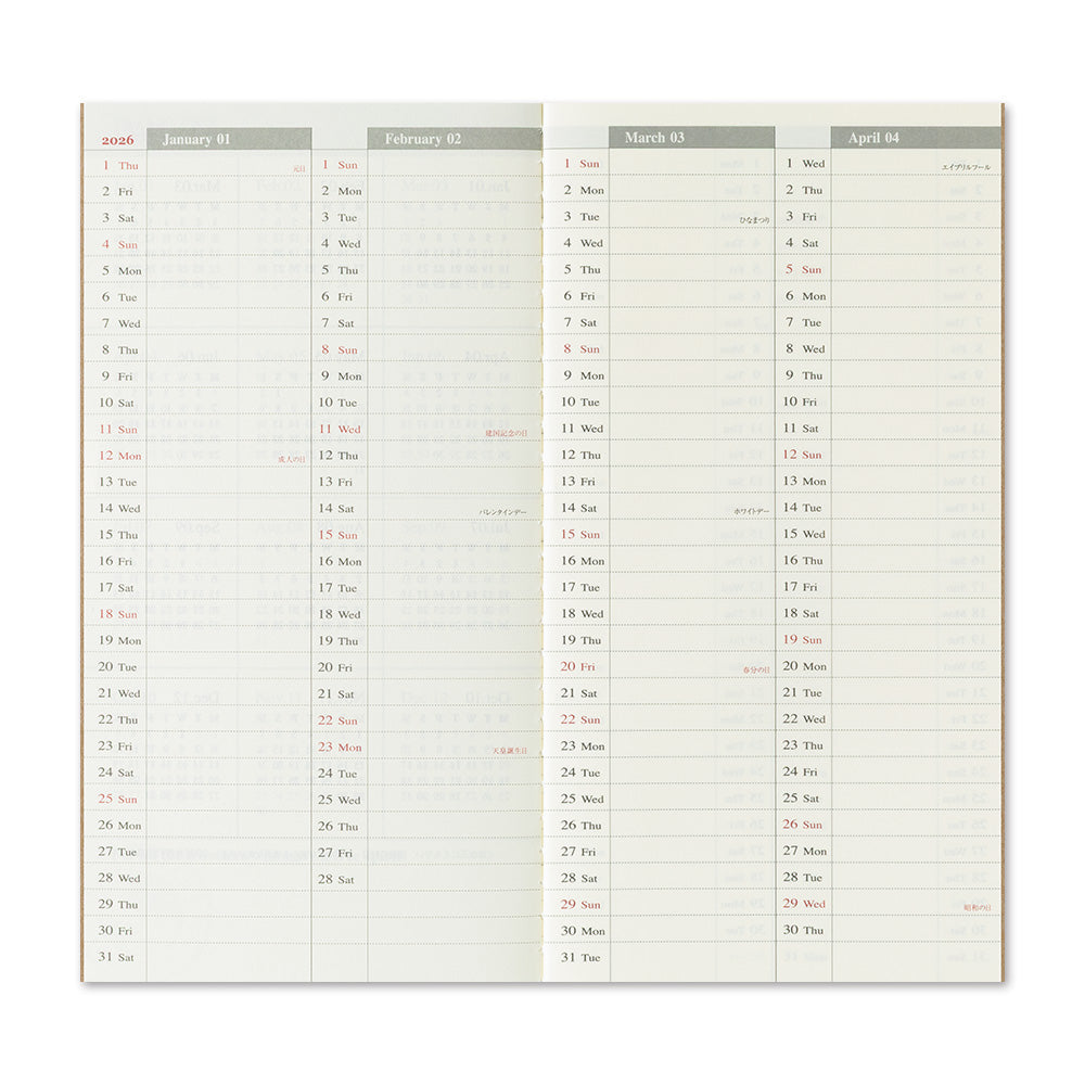 TRAVELER'S notebook Refill 2026 Weekly + Memo [Pre-Order] – Cityluxe