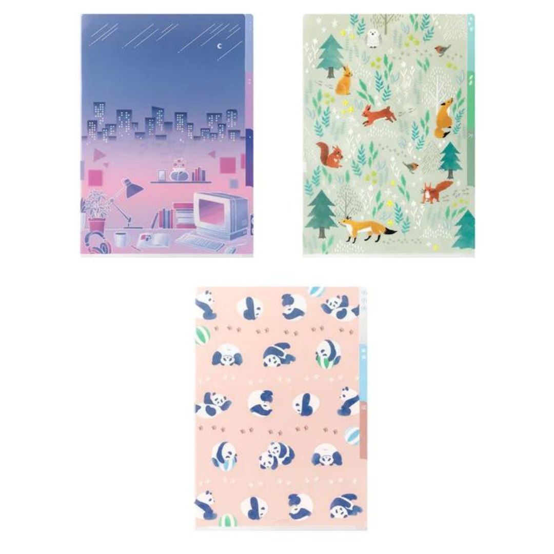 Midori A4 3 Pockets Clear Folder - Nordic Animals – Cityluxe
