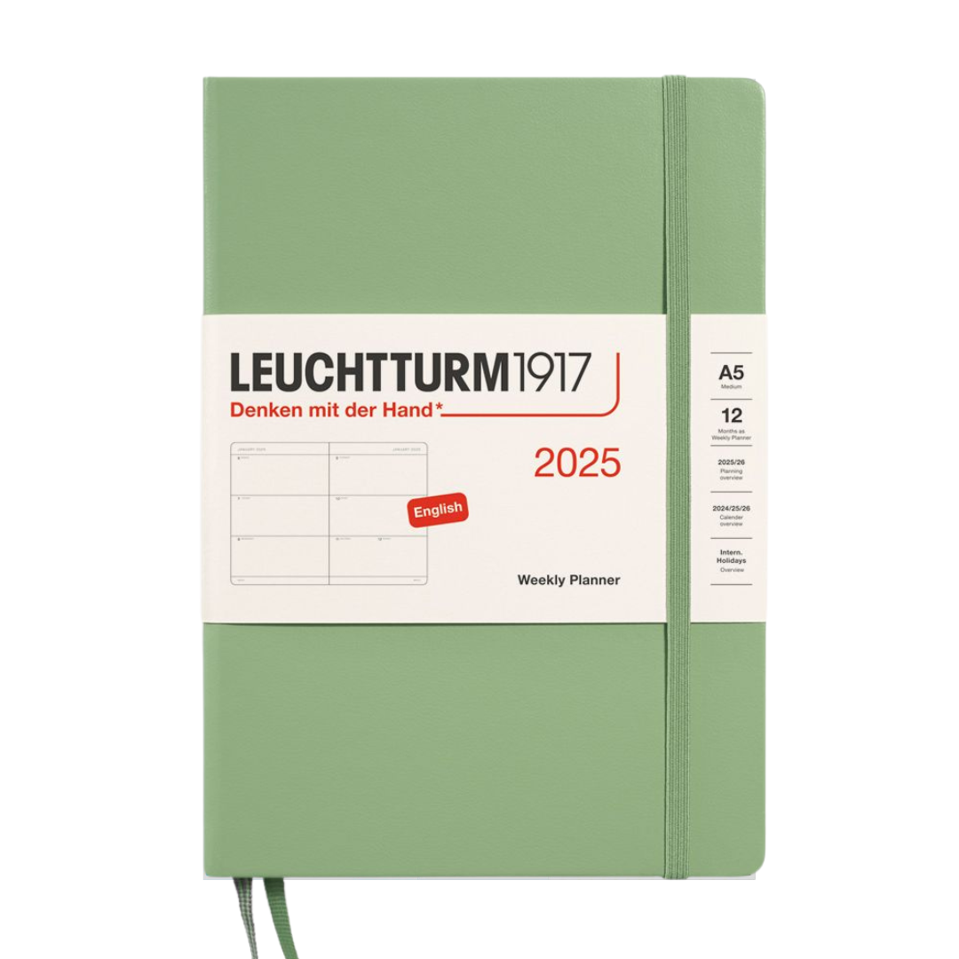 Leuchtturm1917 A5 Medium Hardcover Weekly Planner 2025 - Sage – Cityluxe