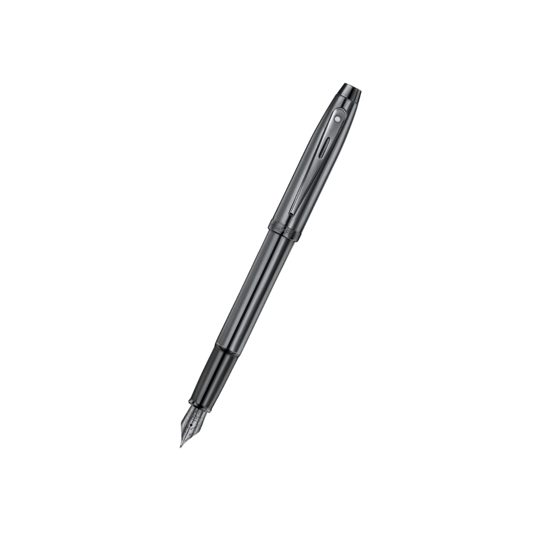 Sheaffer 100 9375 Fountain Pen - Ionic Gunmetal Grey with Shiny PVD Tr ...