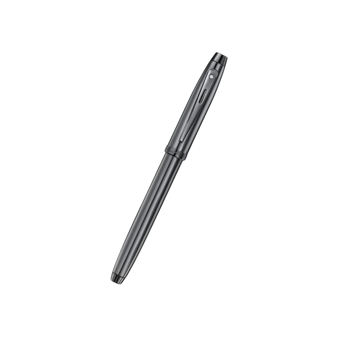 Sheaffer 100 9375 Fountain Pen - Ionic Gunmetal Grey with Shiny PVD Tr ...